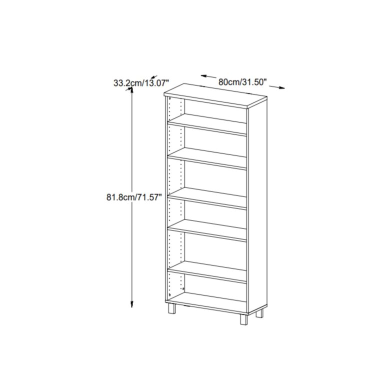 Lunada 5-Shelf Bookcase - Copenhagen Imports